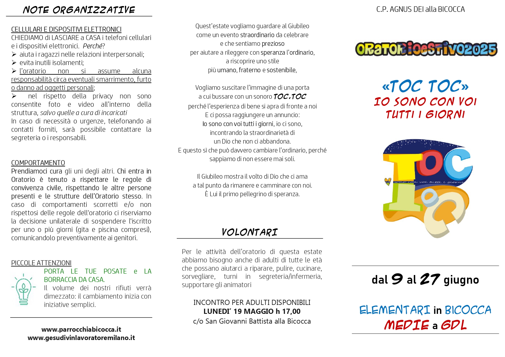 Oratorio estivo 2025 – Oratorio Bicocca